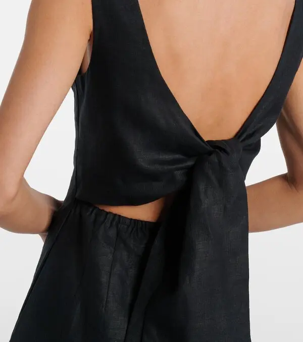 Faithfull The Brand Sofia Linen Mini Dress - Black