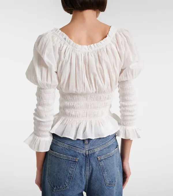 DÔEN Baptisia Shirred Cotton Voile Top - White