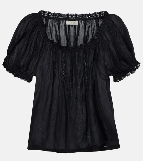 DÔEN Frederica Cotton Voile Top - Black