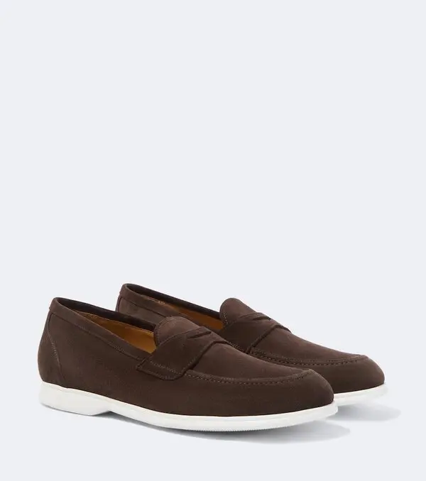 Kiton Suede Penny Loafers - Brown