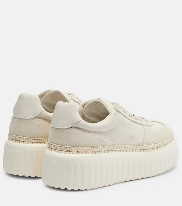 Hogan H710 H-stripes Leather And Suede Platform Sneakers - Beige