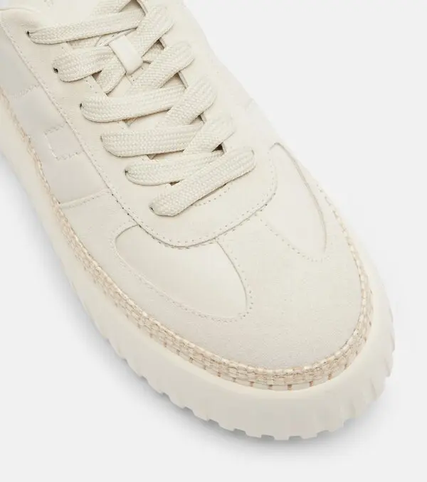 Hogan H710 H-stripes Leather And Suede Platform Sneakers - Beige