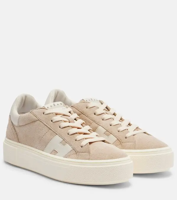 Hogan H705 Suede Platform Sneakers - Beige