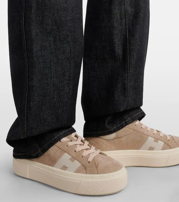 Hogan H705 Suede Platform Sneakers - Beige