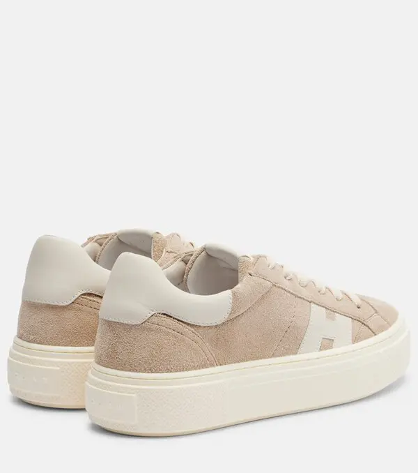 Hogan H705 Suede Platform Sneakers - Beige