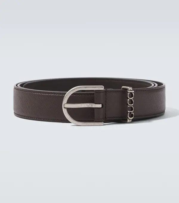 Gucci Script Leather Belt - Brown