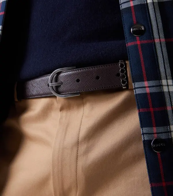 Gucci Script Leather Belt - Brown