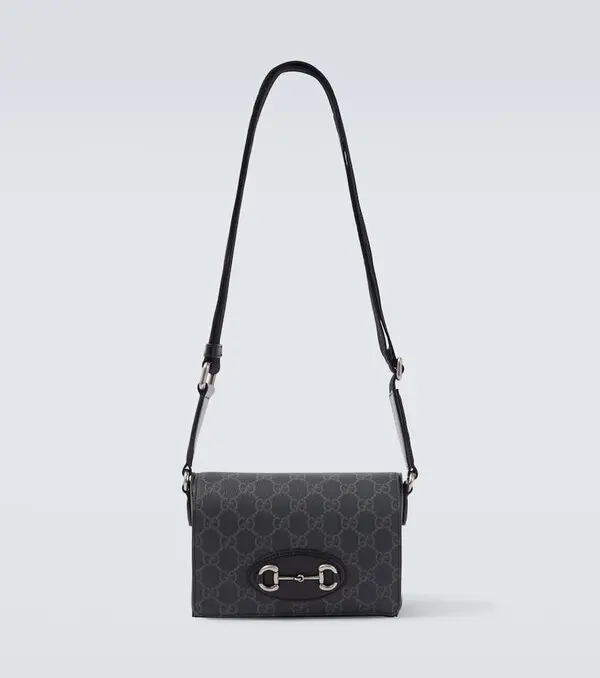 Gucci Gg Supreme Leather-trimmed Canvas Crossbody Bag - Black