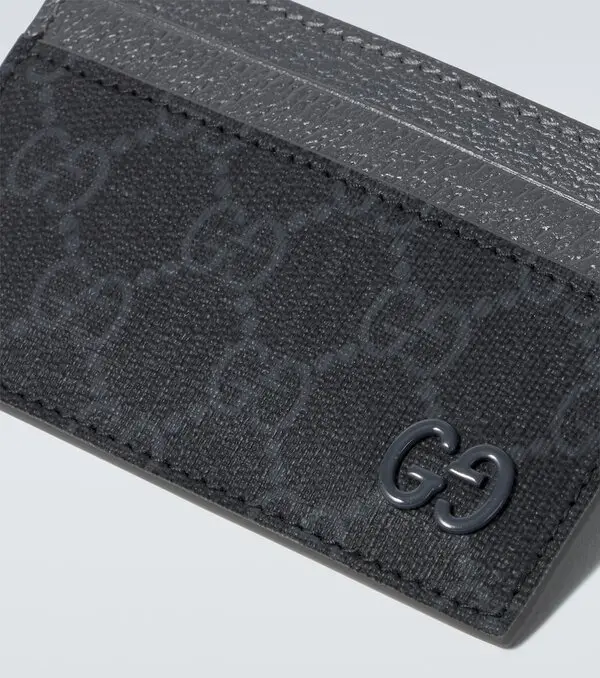 Gucci Gg Canvas And Leather Card Holder - Black