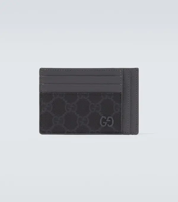 Gucci Gg Canvas And Leather Card Holder - Grey