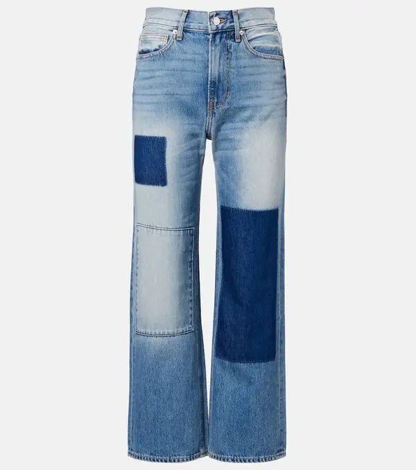 Veronica Beard Patchwork Straight Leg Jeans - Blue