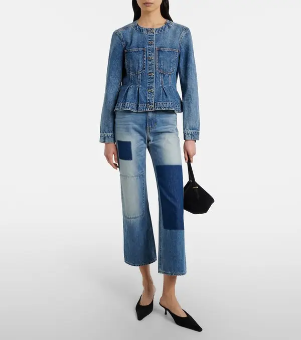 Veronica Beard Patchwork Straight Leg Jeans