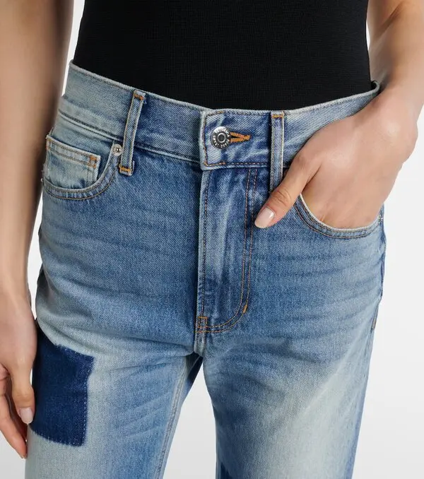 Veronica Beard Patchwork Straight Leg Jeans