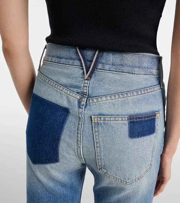 Veronica Beard Patchwork Straight Leg Jeans
