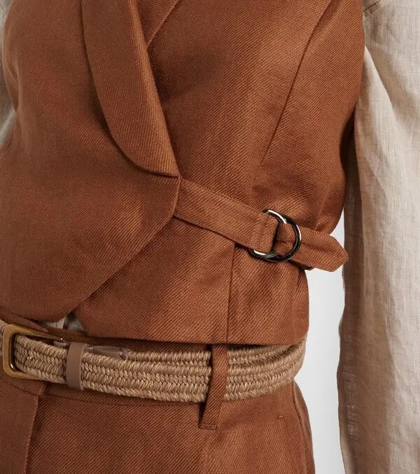 Brunello Cucinelli Monili Linen Vest - Brown