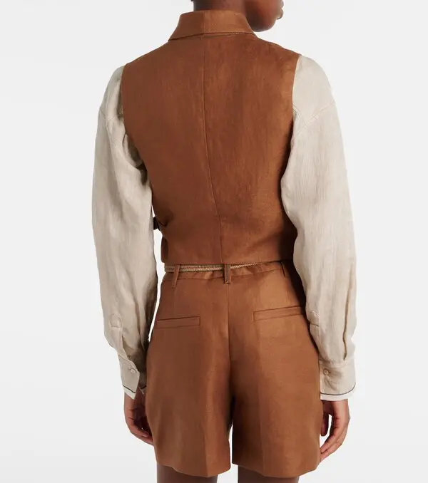Brunello Cucinelli Monili Linen Vest - Brown