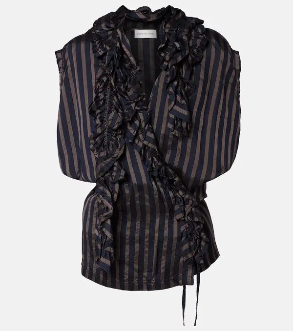 Dries Van Noten Ruffled Striped Top