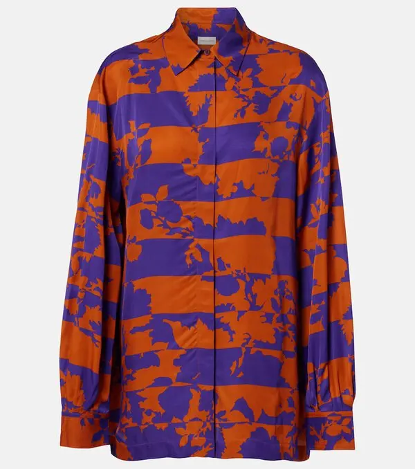 Dries Van Noten Printed Satin Shirt - Orange