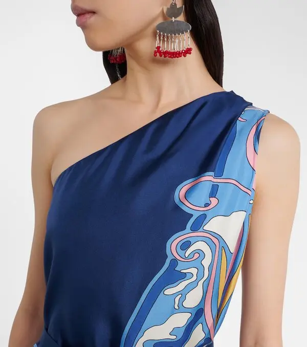 La DoubleJ Roy Printed One-shoulder Maxi Dress