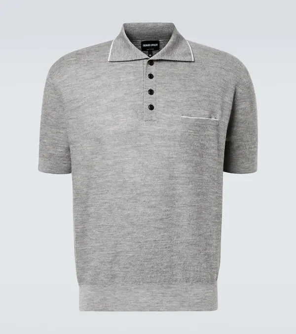 Giorgio Armani Cashmere And Silk Polo Shirt - Grey