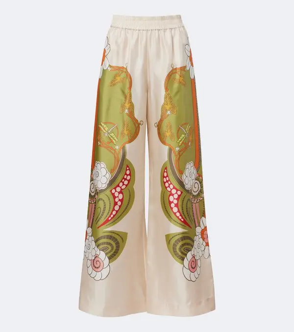 La DoubleJ Floral Silk Twill Palazzo Pants - Multicoloured