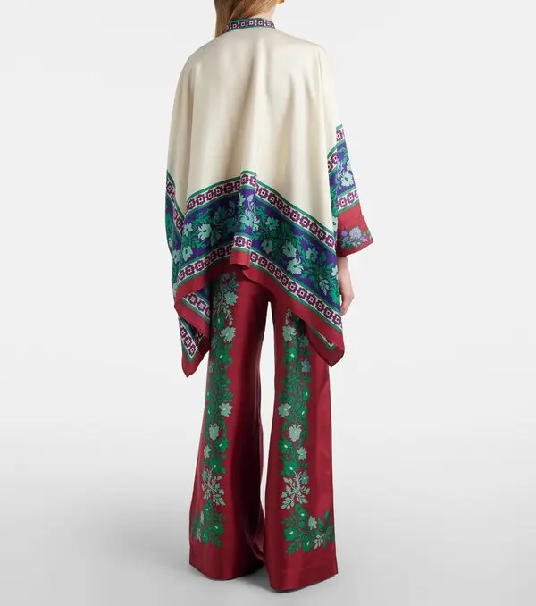 La DoubleJ Floral Silk Twill Palazzo Pants - Red