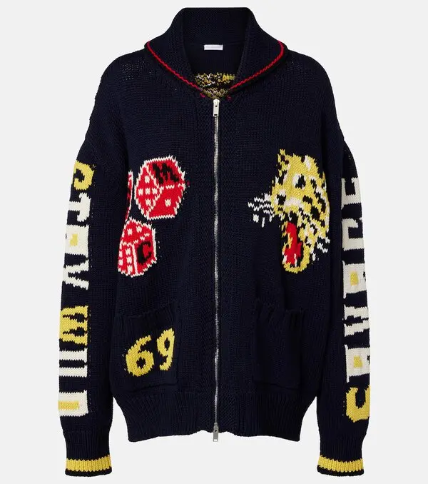 Stella McCartney Intarsia Cotton Zip-up Cardigan - Multicoloured