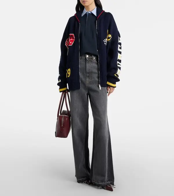 Stella McCartney Intarsia Cotton Zip-up Cardigan