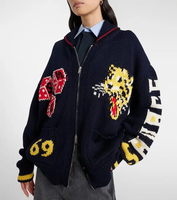 Stella McCartney Intarsia Cotton Zip-up Cardigan