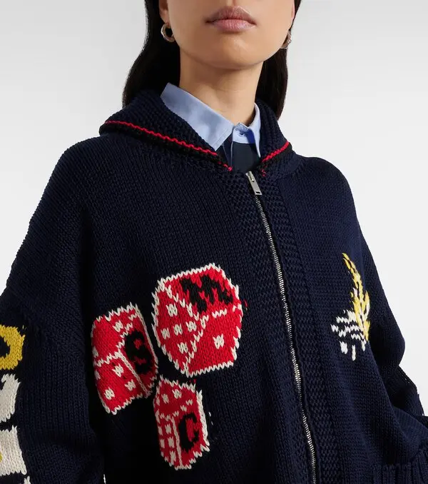 Stella McCartney Intarsia Cotton Zip-up Cardigan