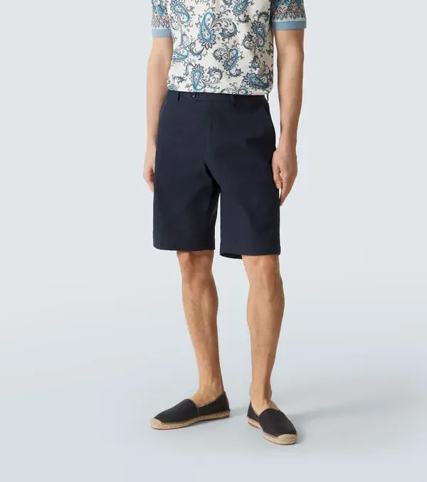 Etro Cotton-blend Bermuda Shorts - Blue