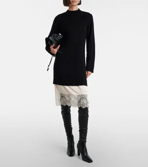 Staud Wool-blend Sweater Dress - Black