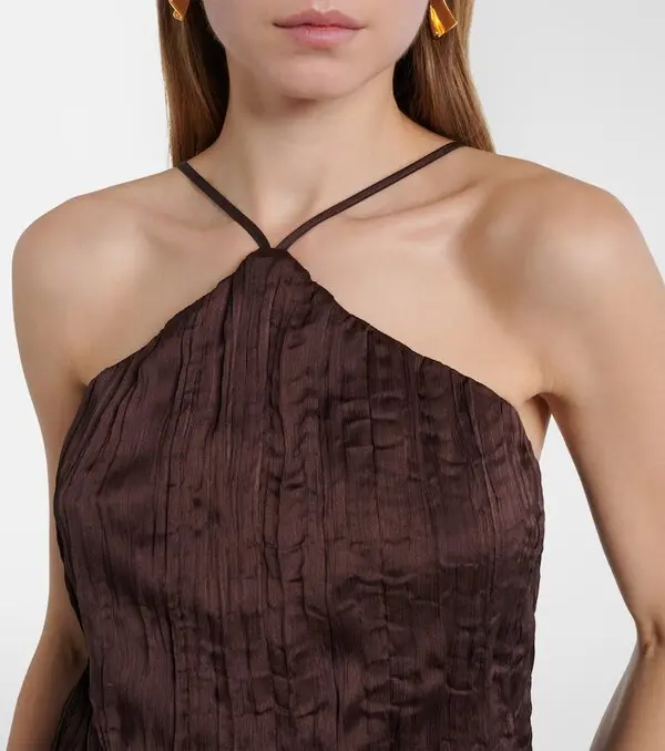 Staud Akari Plissé Halterneck Top