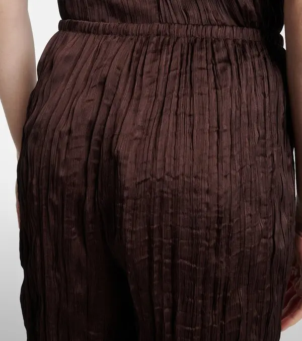 Staud Nami Plissé Wide-leg Pants - Brown