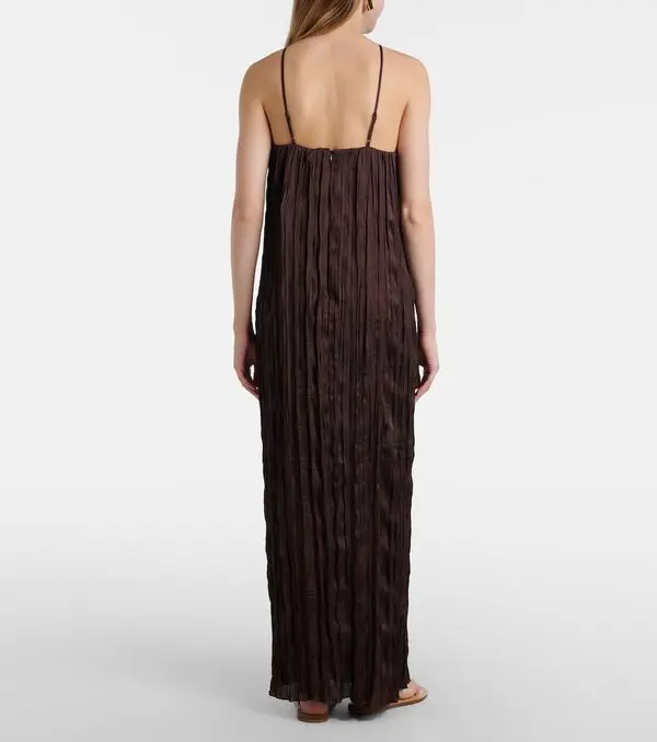 Staud Akari Plissé Halterneck Maxi Dress