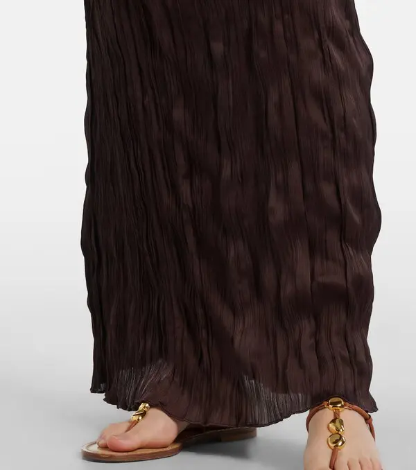 Staud Akari Plissé Halterneck Maxi Dress