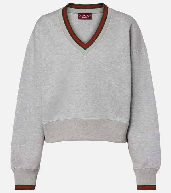 Gucci Web Stripe Cotton-blend Jersey Sweatshirt