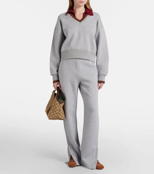 Gucci Web Stripe Cotton-blend Jersey Sweatshirt