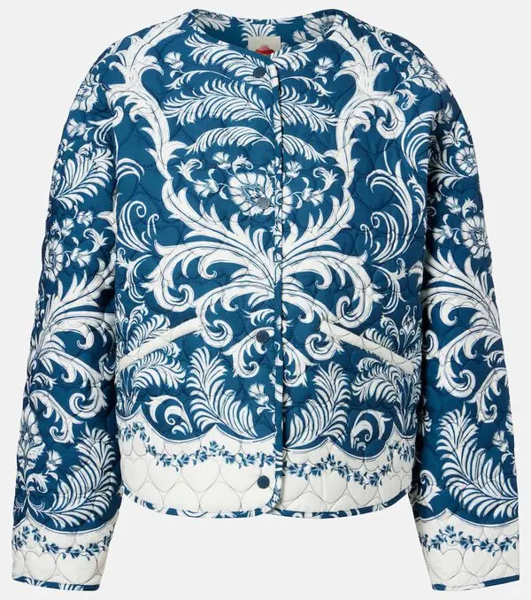 Farm Rio Printed Quilted Jacket - Blue