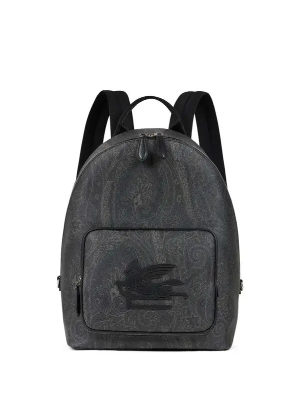 Etro Paisley Print Leather Backpack - Grey