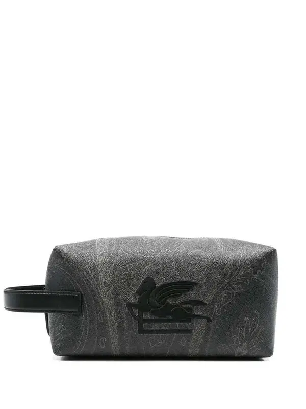 Etro Washbag With Embroidered Logo - Grey