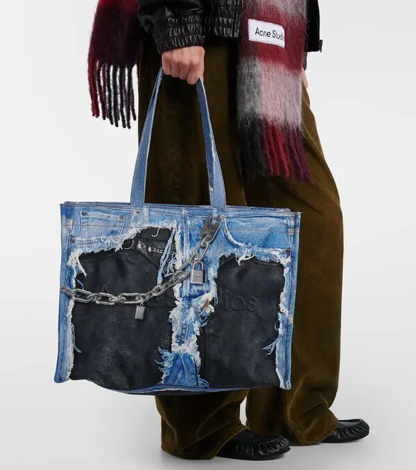 Acne Studios Trompe-l'oeil Denim Tote Bag
