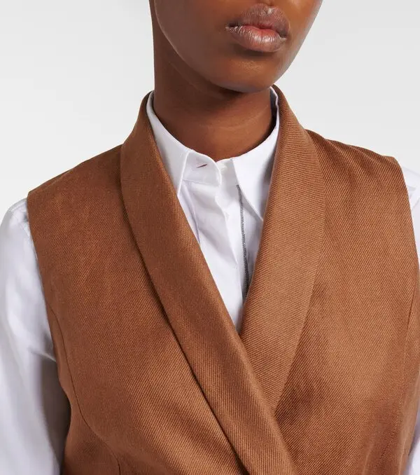 Brunello Cucinelli Monili Linen Vest - Brown