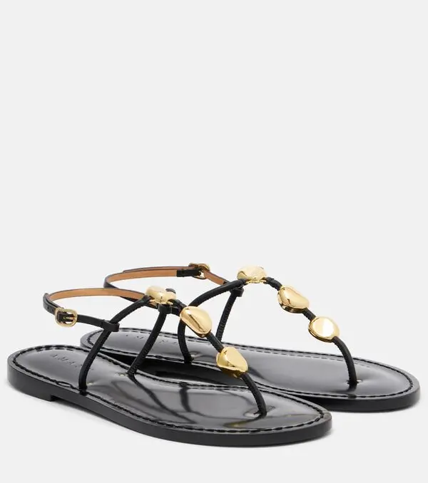 AMANU Nairobi Leather Thong Sandals - Black