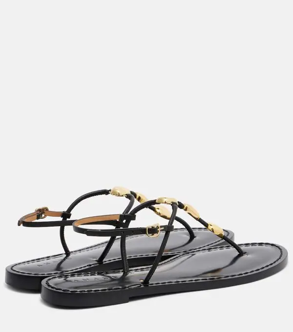 AMANU Nairobi Leather Thong Sandals - Black