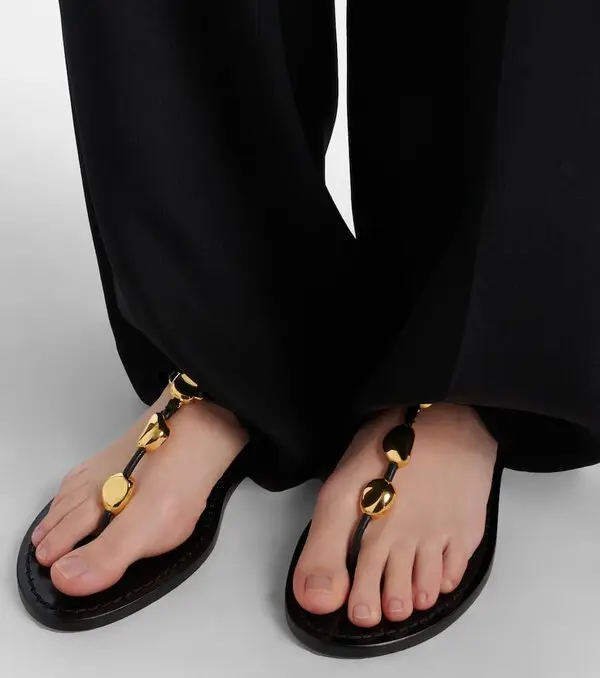 AMANU Nairobi Leather Thong Sandals - Black