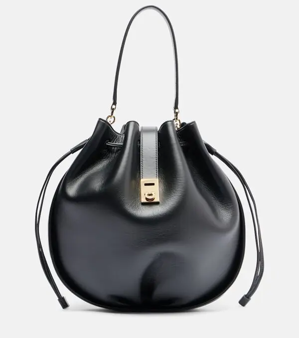 FERRAGAMO Hug Leather Bucket Bag