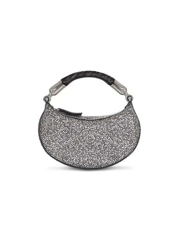 Balmain Mini Bag In Suede And Crystals
