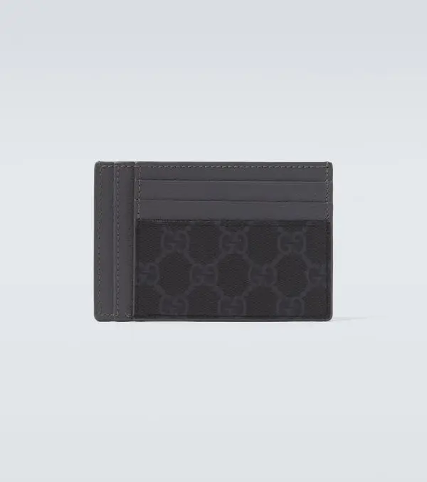 Gucci Gg Canvas And Leather Card Holder - Grey