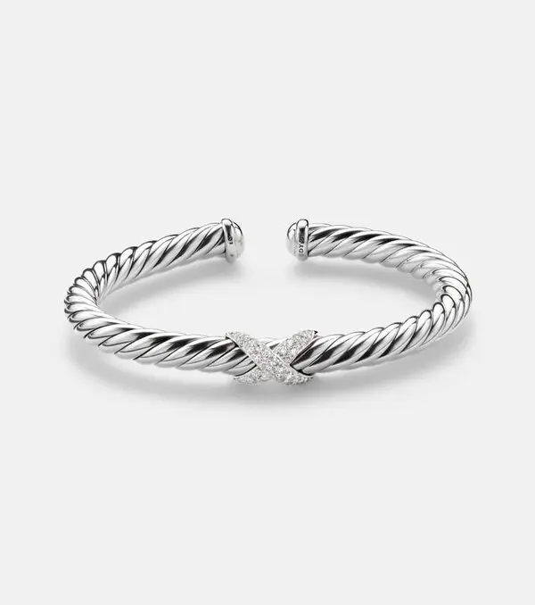 David Yurman Cable Flex Sterling Bracelet With Diamonds - Silver